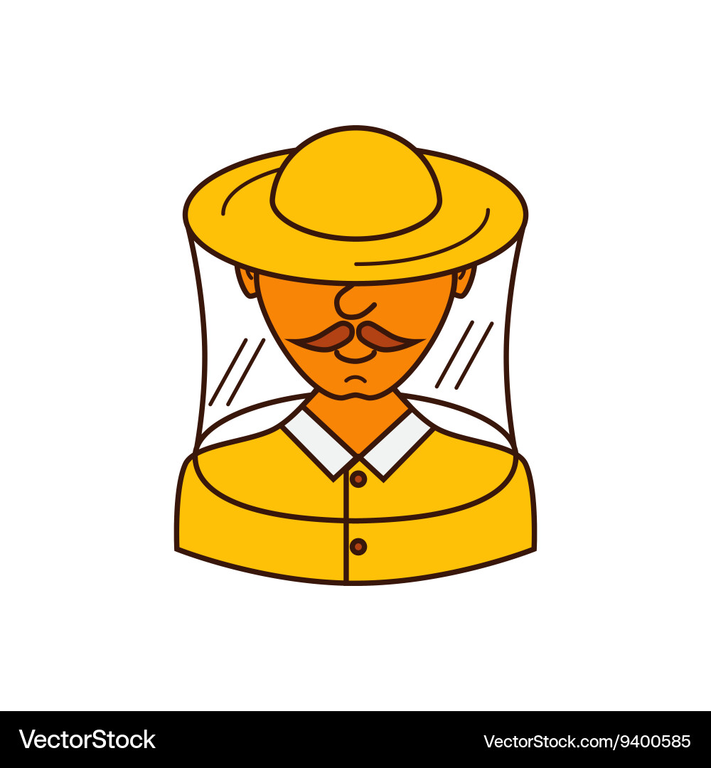 Apiarist in outline style Royalty Free Vector Image