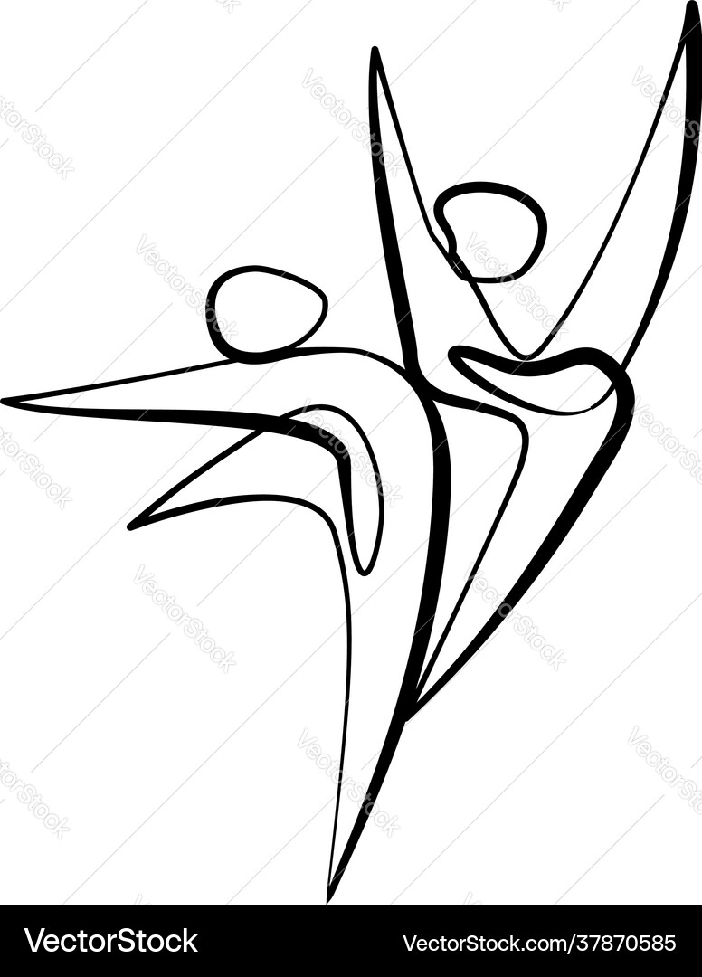 Ballet dancers in motion one line drawing Vector Image