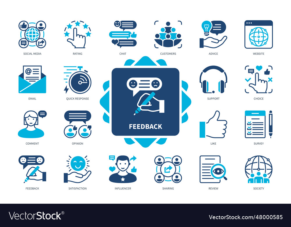 Feedback solid icon set Royalty Free Vector Image