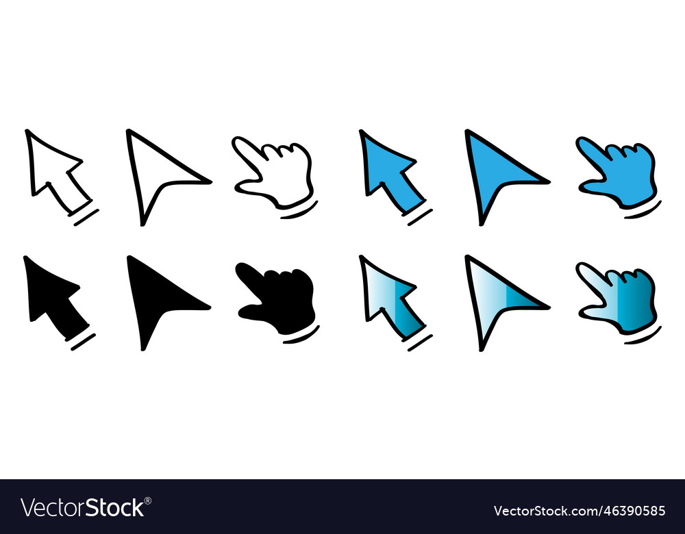 Hand drawn pointer cursor icons Royalty Free Vector Image