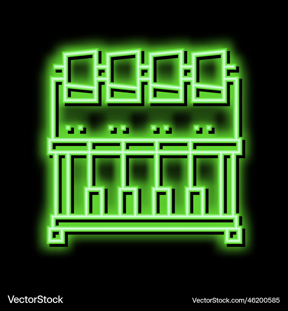 Industrial embroidery machine neon glow icon Vector Image