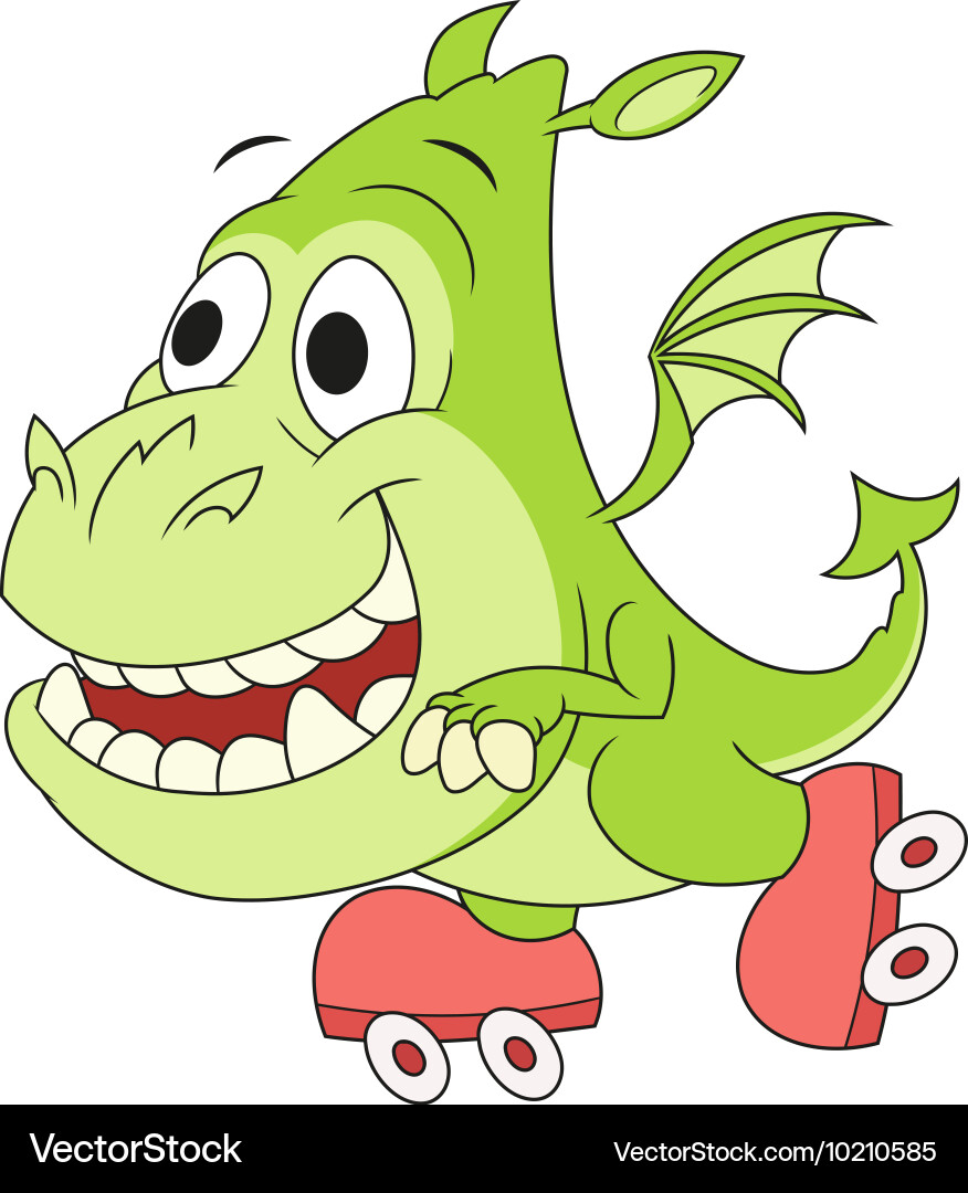 Little dragon on skates 2 Royalty Free Vector Image