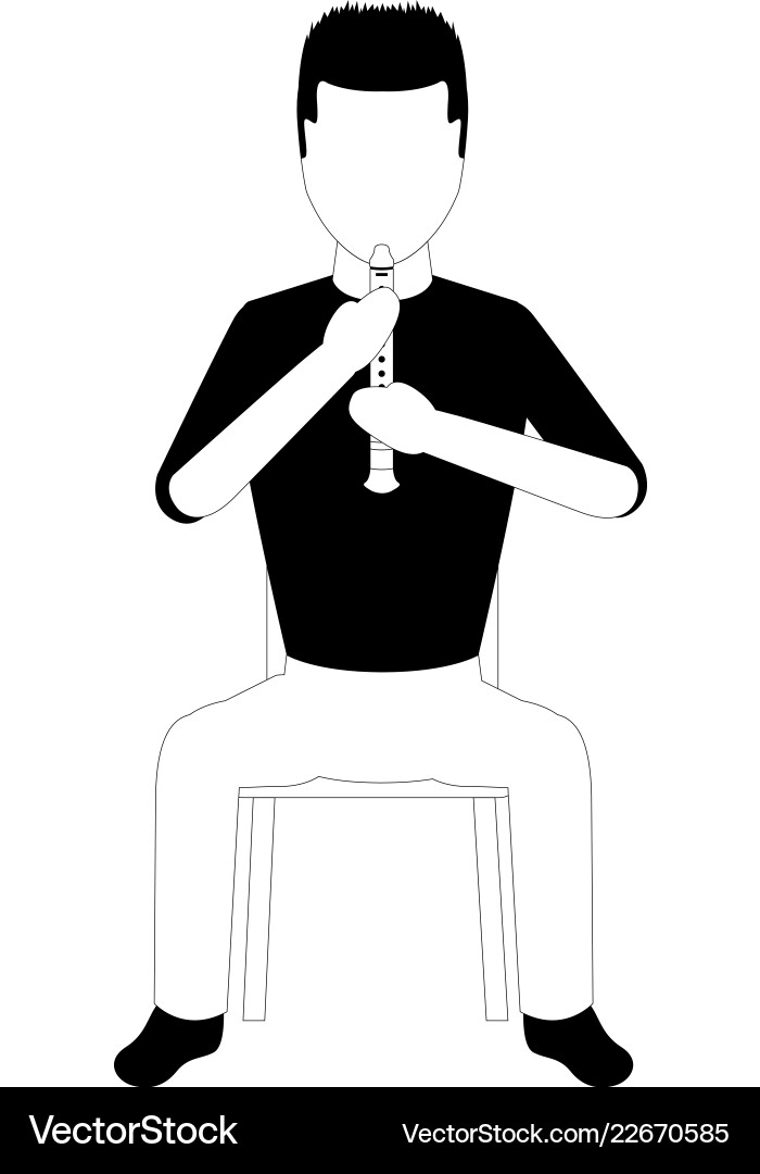 Male avatar playing a flute Royalty Free Vector Image