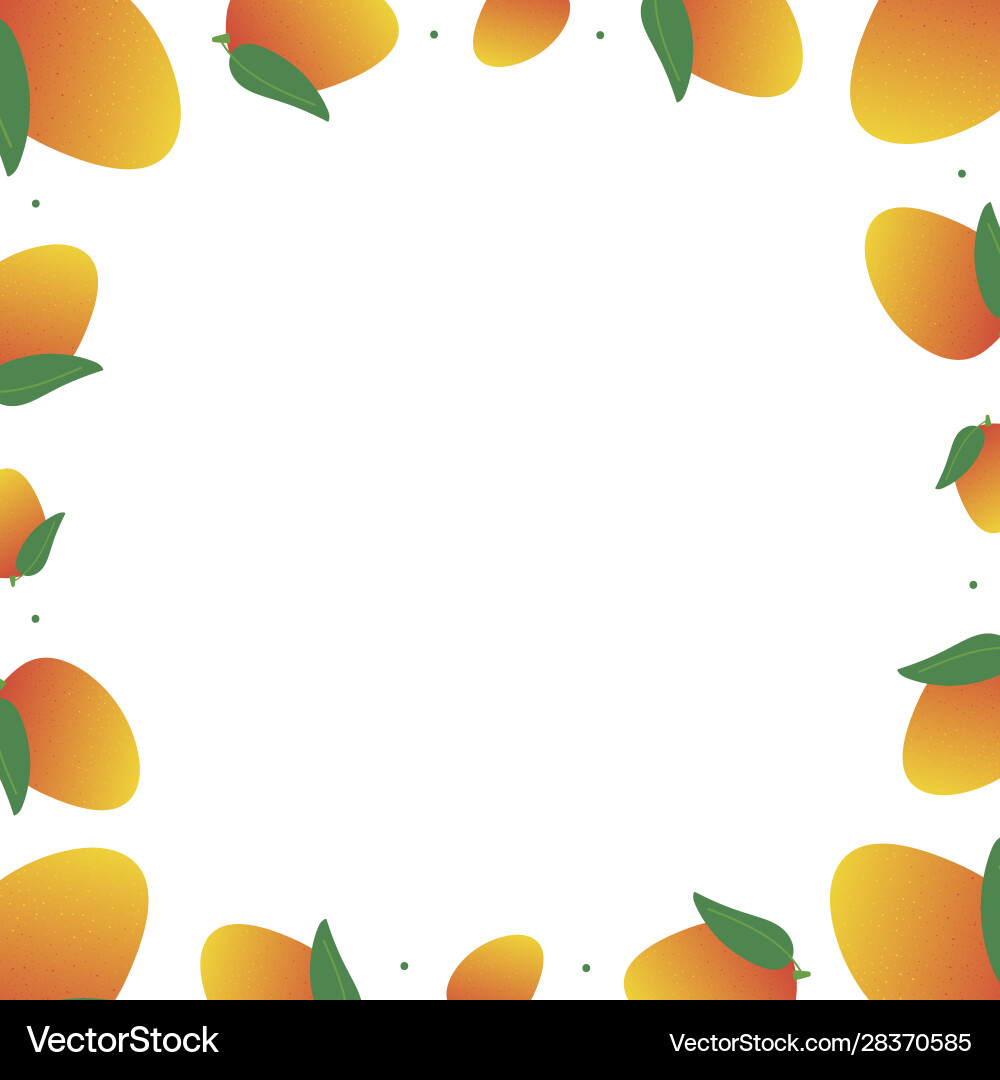 Mango fruits cartoon style frame card template Vector Image
