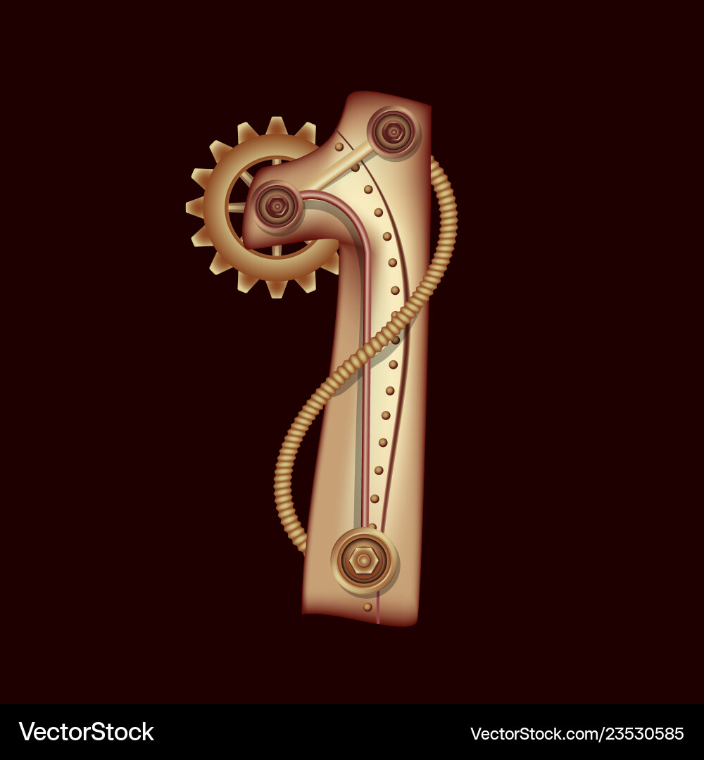 Numeral 1 mechanic alphabet steampunk style Vector Image