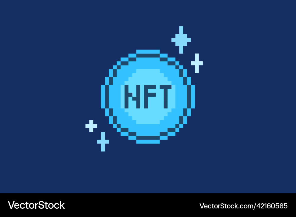 Pixel art 8bit nft token coin crypto art icon Vector Image