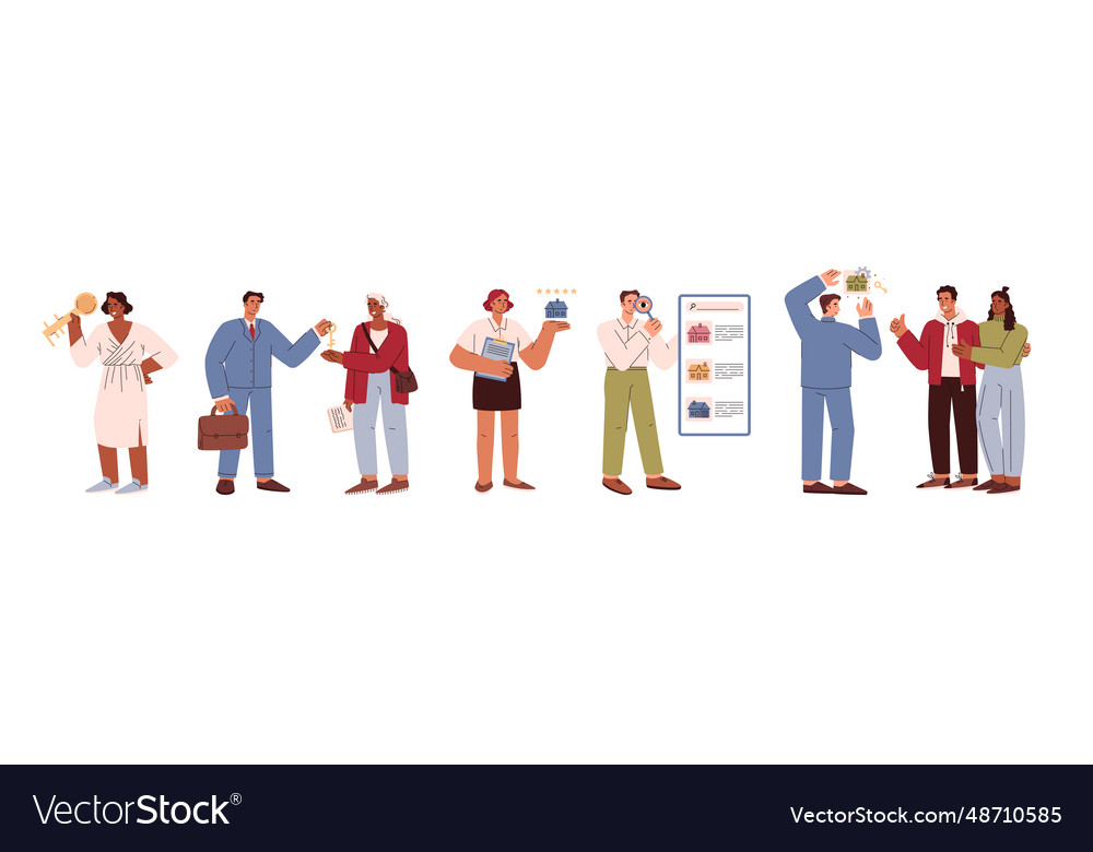 Set of with realtors Royalty Free Vector Image Set of with realtors Royalty Free Vector Image