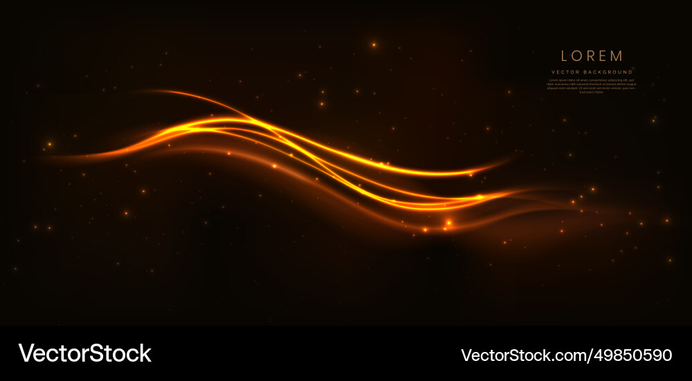 Abstract gold curved lines on black background Vector Image