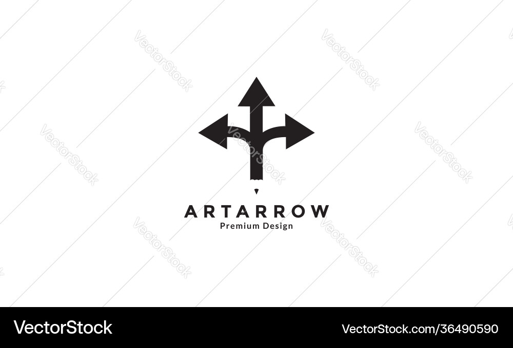 Arrow direction with pencil logo design icon Vector Image