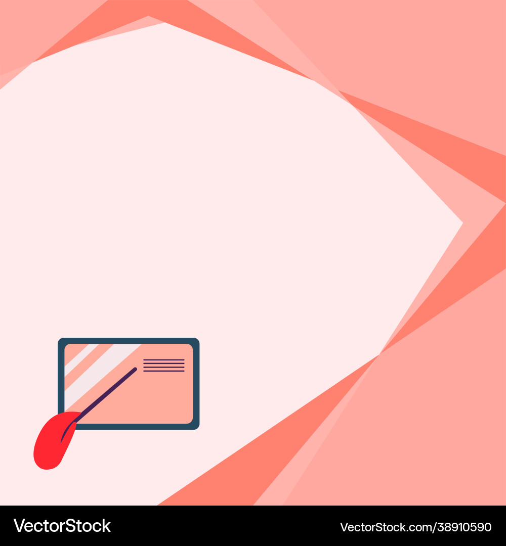 Card drawing with hand pointing stick at small Vector Image