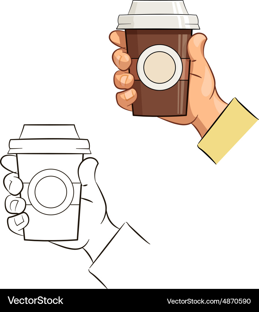 Cup of coffee in hand Royalty Free Vector Image