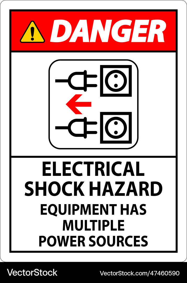 Danger sign electrical shock hazard equipment has Vector Image