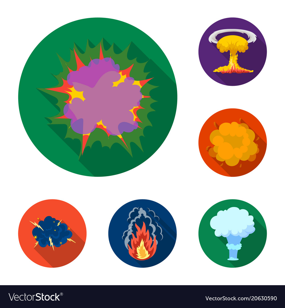 Different explosions flat icons in set collection Vector Image