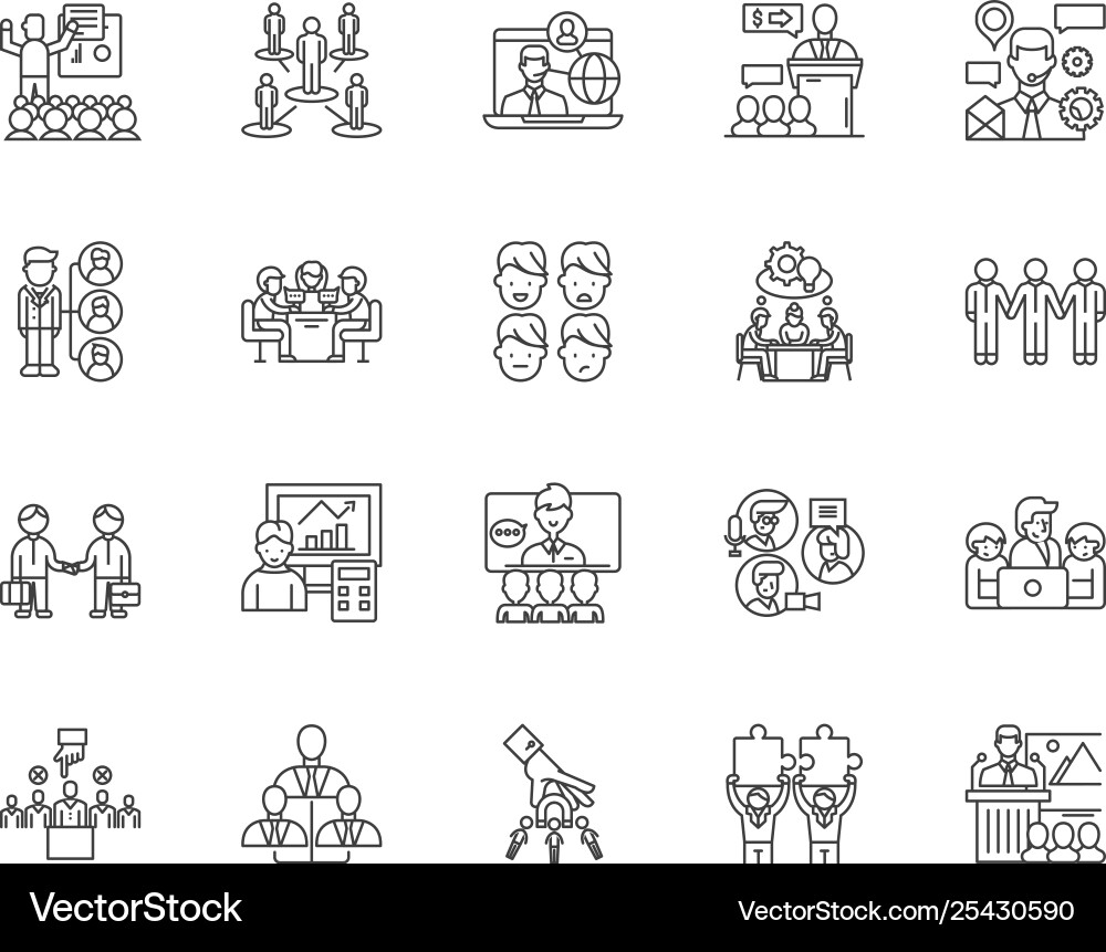 Executive management line icons signs set Vector Image