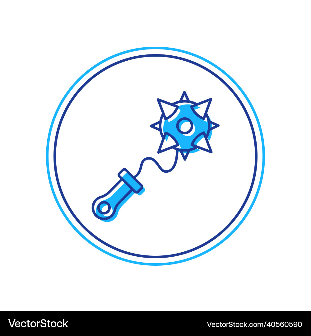 Filled outline medieval chained mace ball icon Vector Image