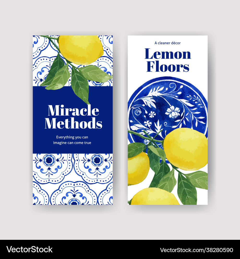 Flyer template with italian tile concept design Vector Image