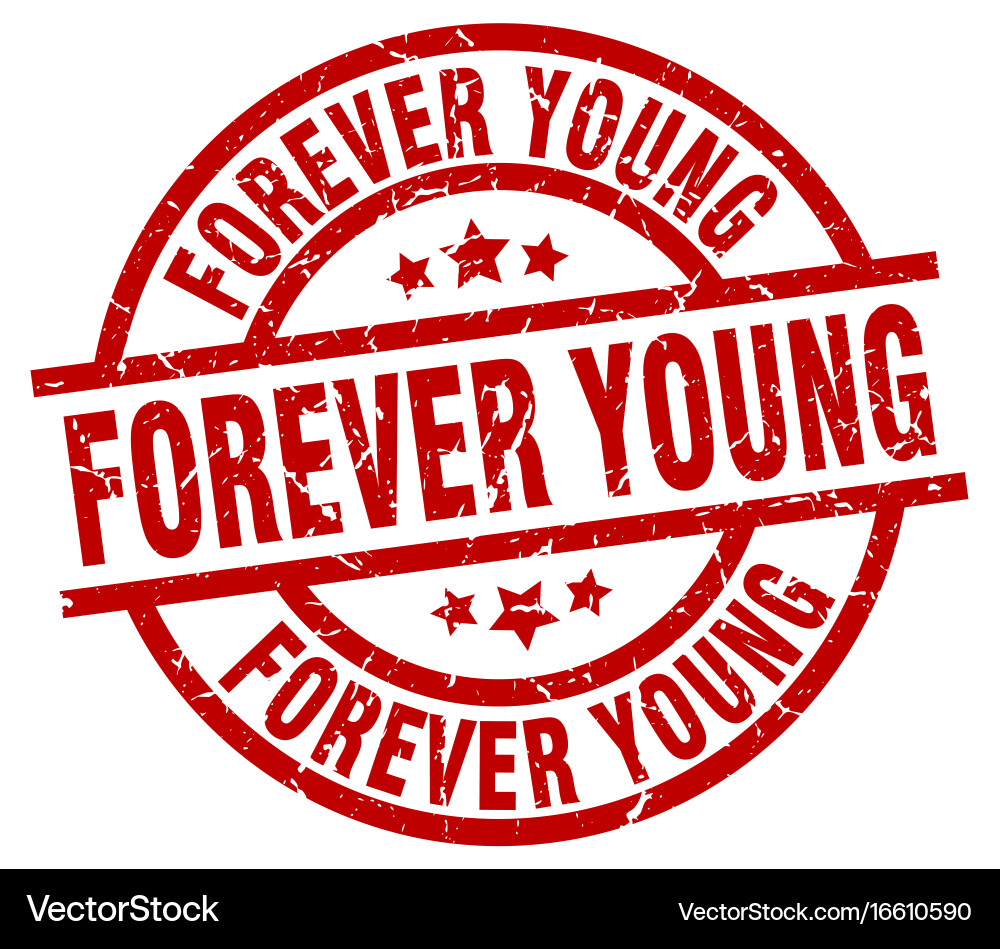 Forever young round red grunge stamp Royalty Free Vector