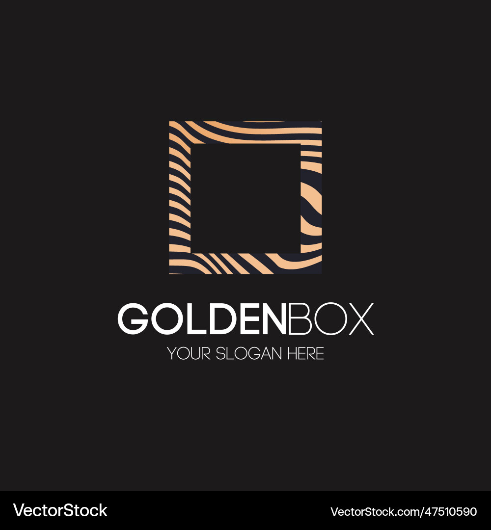 Golden box logo abstract line style Royalty Free Vector