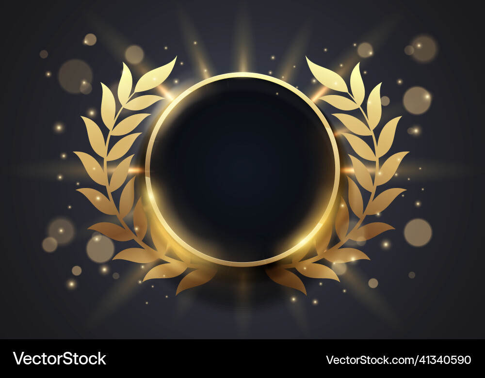 Golden laurel wreath victory background Royalty Free Vector