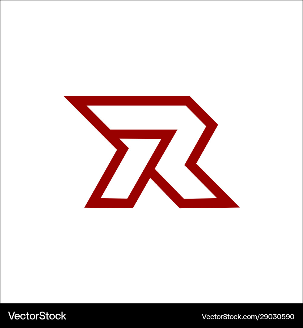 Mono line r letter logo template icon Royalty Free Vector