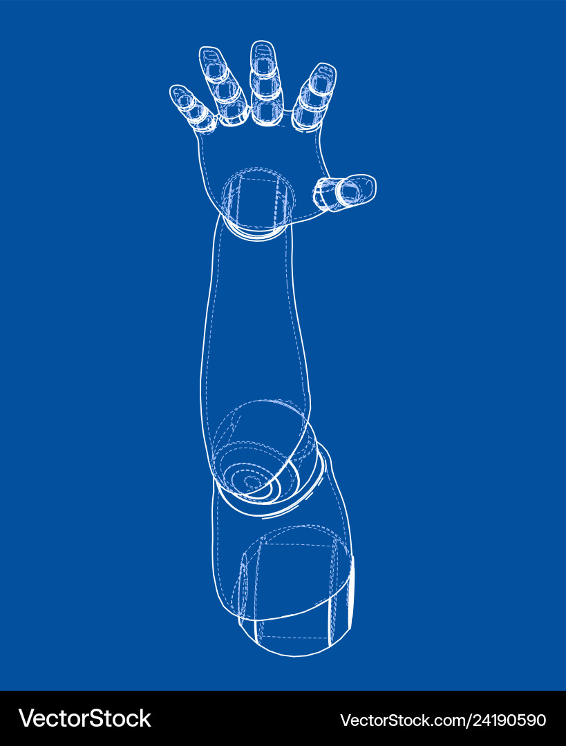 Robot hand outline rendering of 3d Royalty Free Vector Image