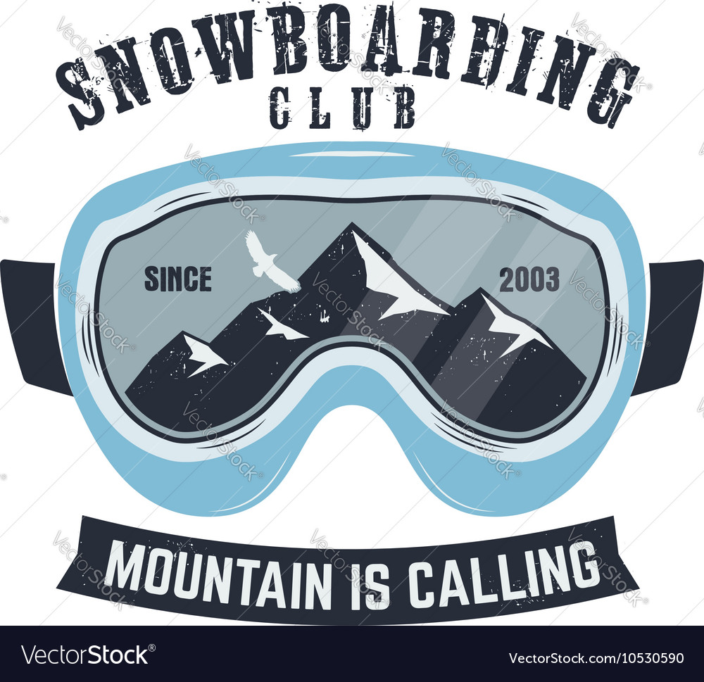 Snowboarding goggles logo and label template Vector Image