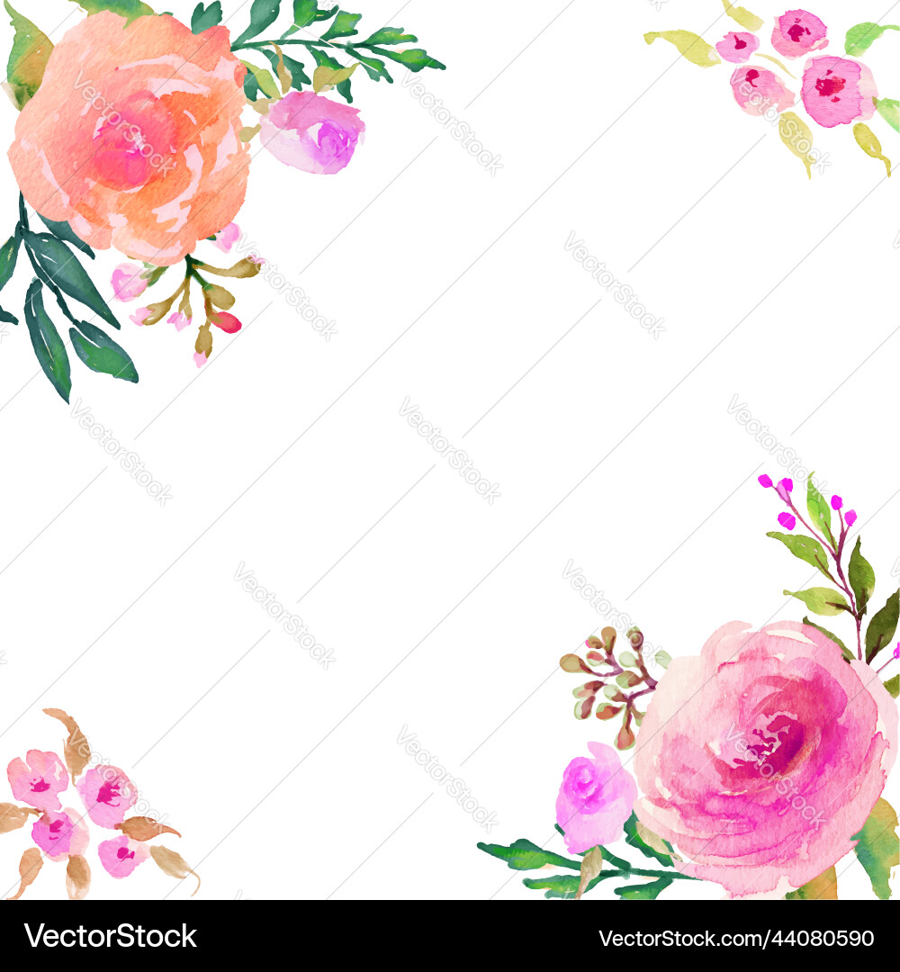 Watercolor flower frame backgrounds wedding Vector Image