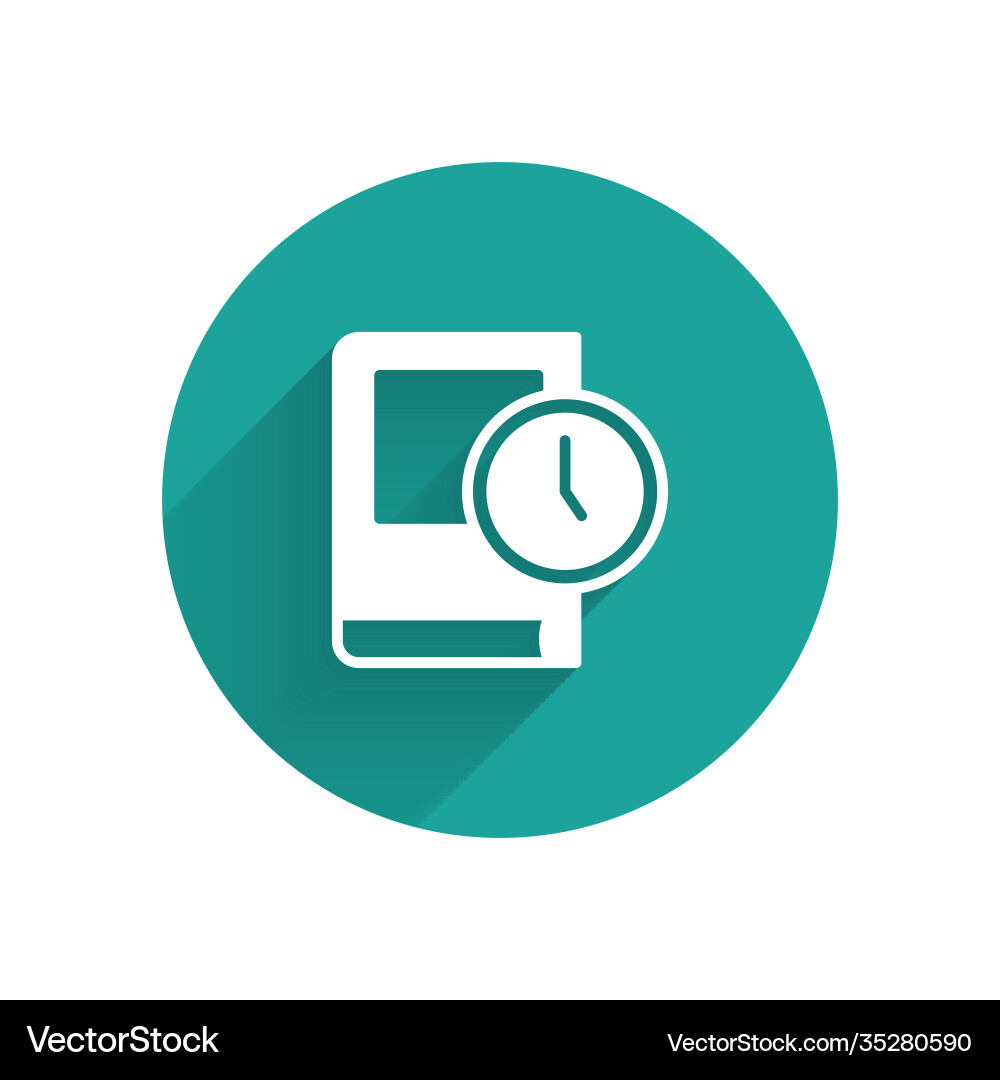 White time for book icon isolated with long shadow