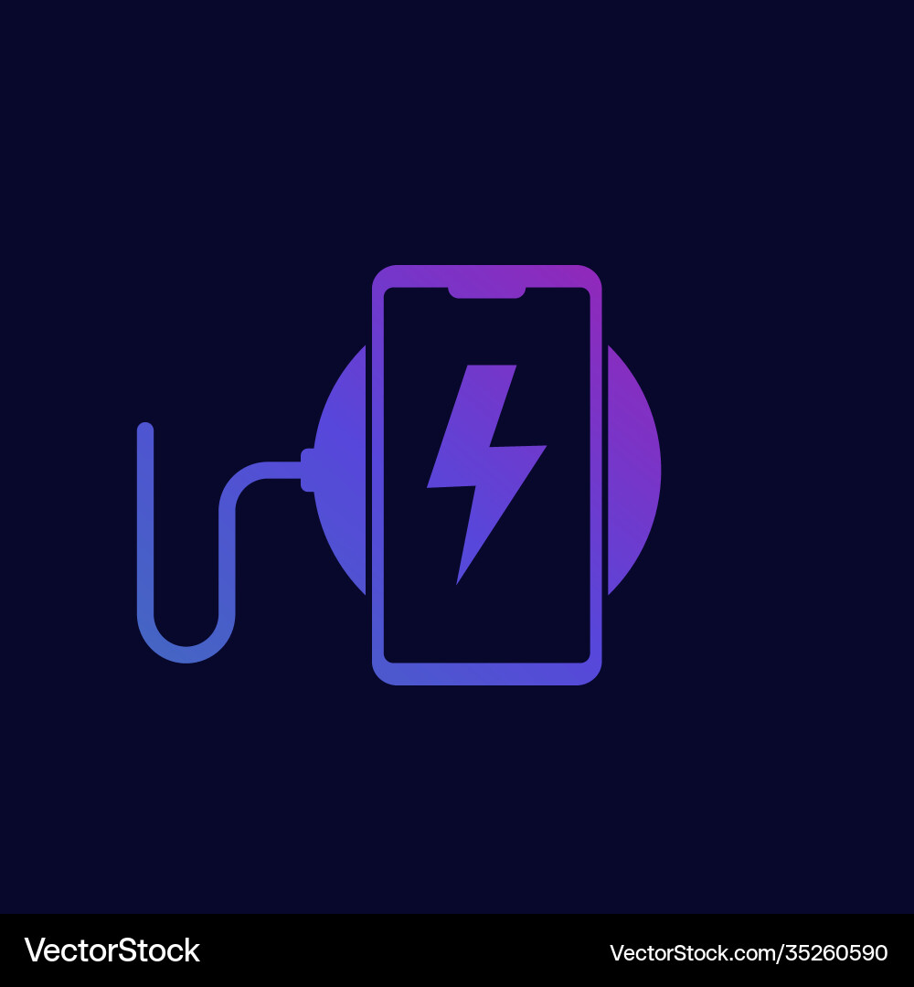 Wireless charging station with phone icon Vector Image