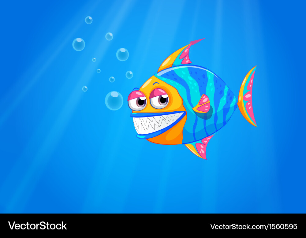 A big smiling fish in the ocean Royalty Free Vector Image