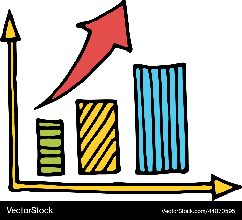 Business chart icon color doodle data diagram Vector Image