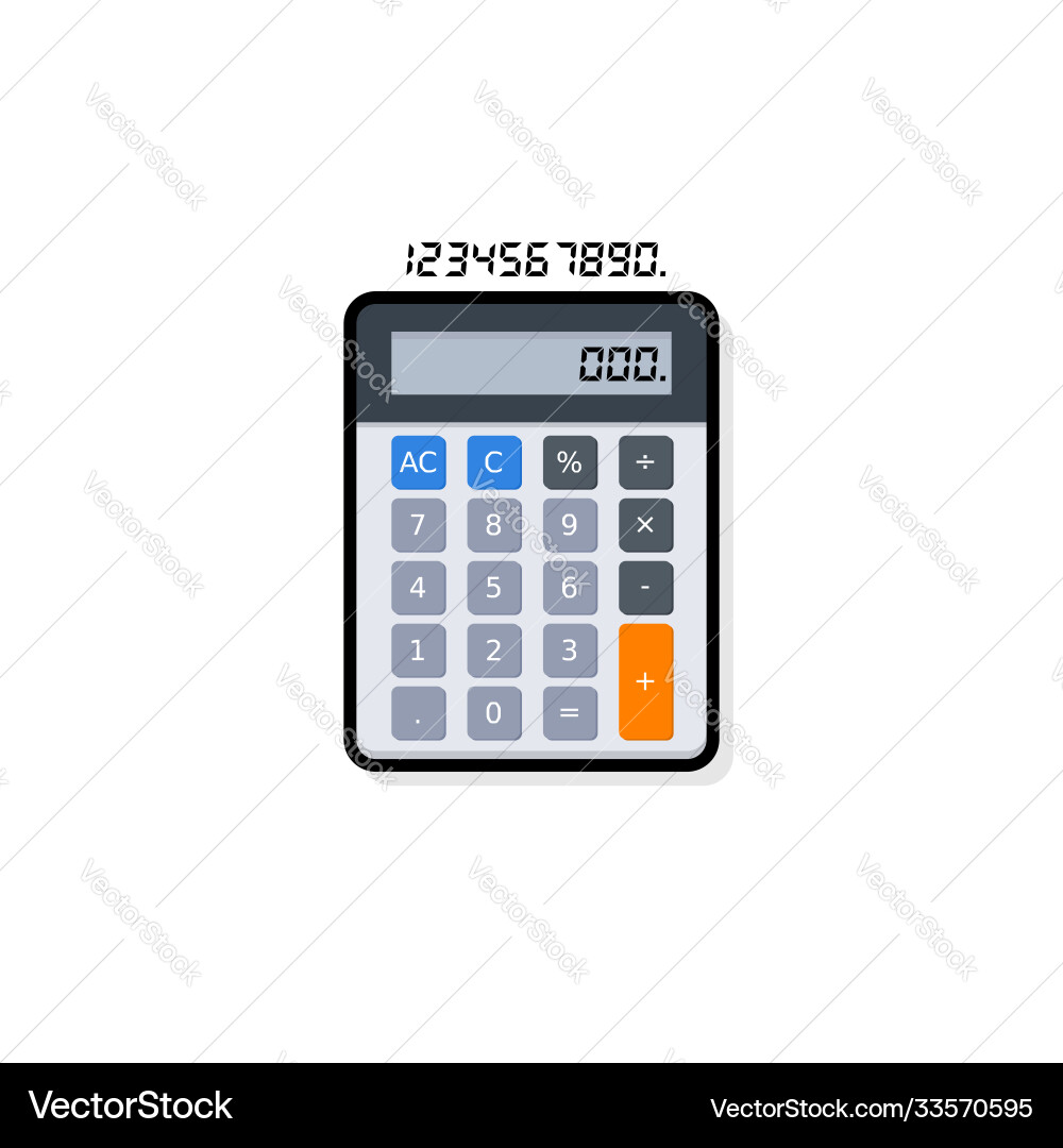 Calculator and digital number black stroke Vector Image
