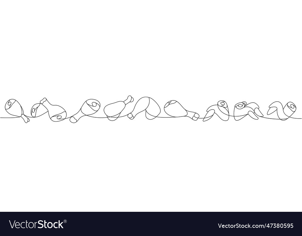 Different parts of chicken one line continuous Vector Image Different parts of chicken one line continuous Vector Image