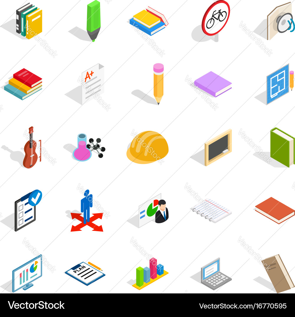 Educational institution icons set isometric style Vector Image