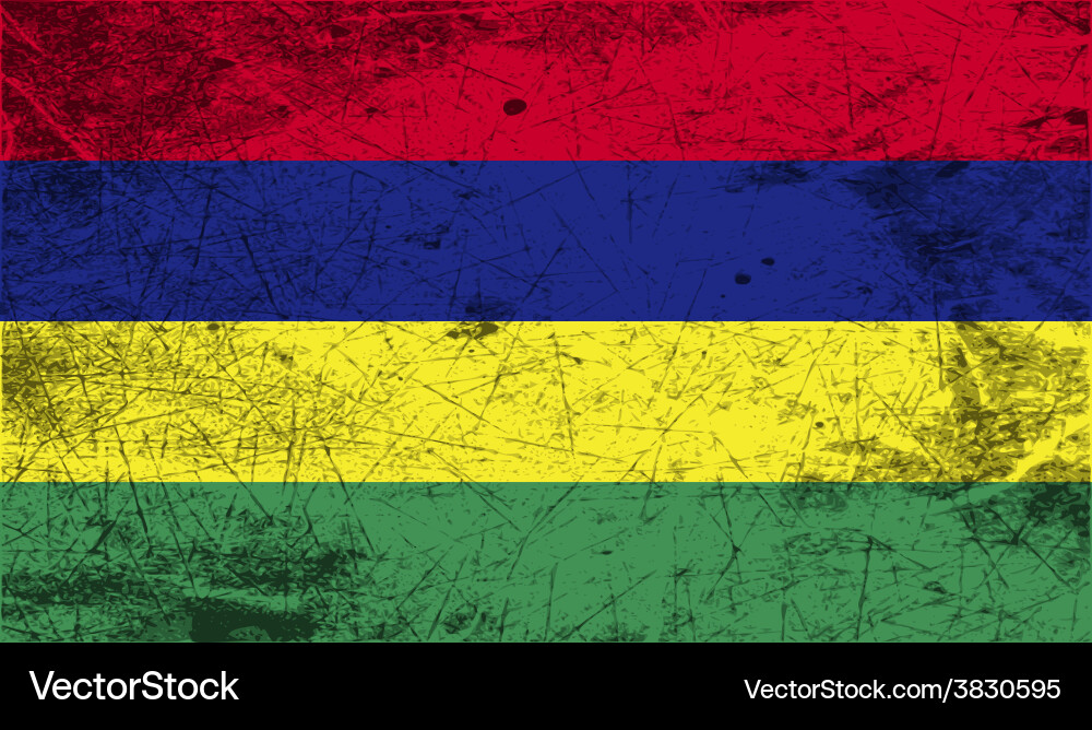 Flag of mauritius with old texture Royalty Free Vector Image