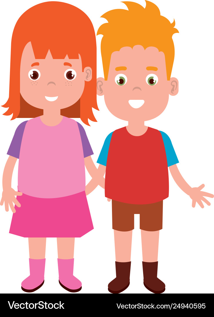 Happy little couple characters Royalty Free Vector Image