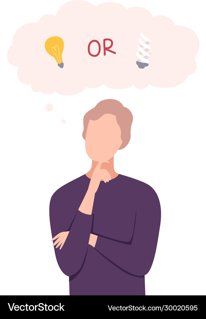 Man trying to make decision incandescent Vector Image