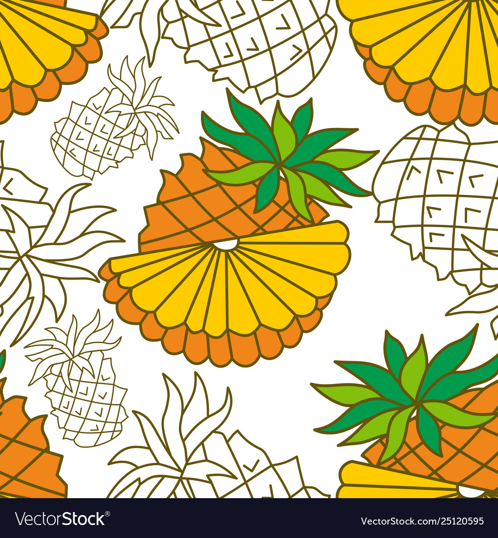 Pineapple fruit pattern seamless template Vector Image