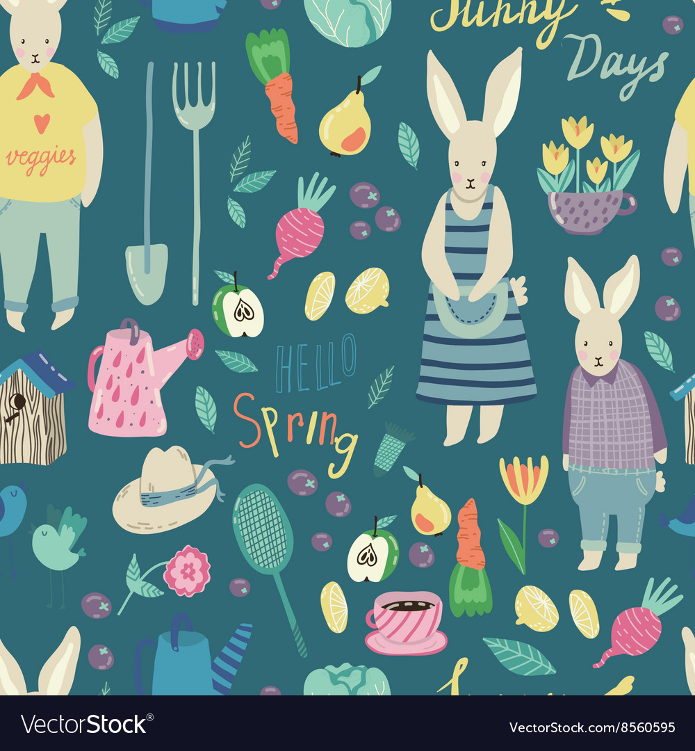 Spring garden seamless pattern Royalty Free Vector Image