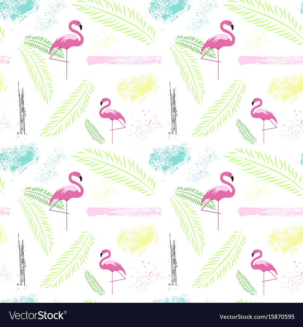 Summer seamless pattern with colorful tropical Vector Image