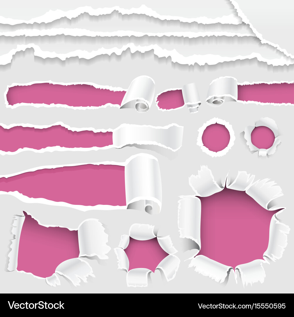 Torn edges hole lacerated ragged paper edge Vector Image