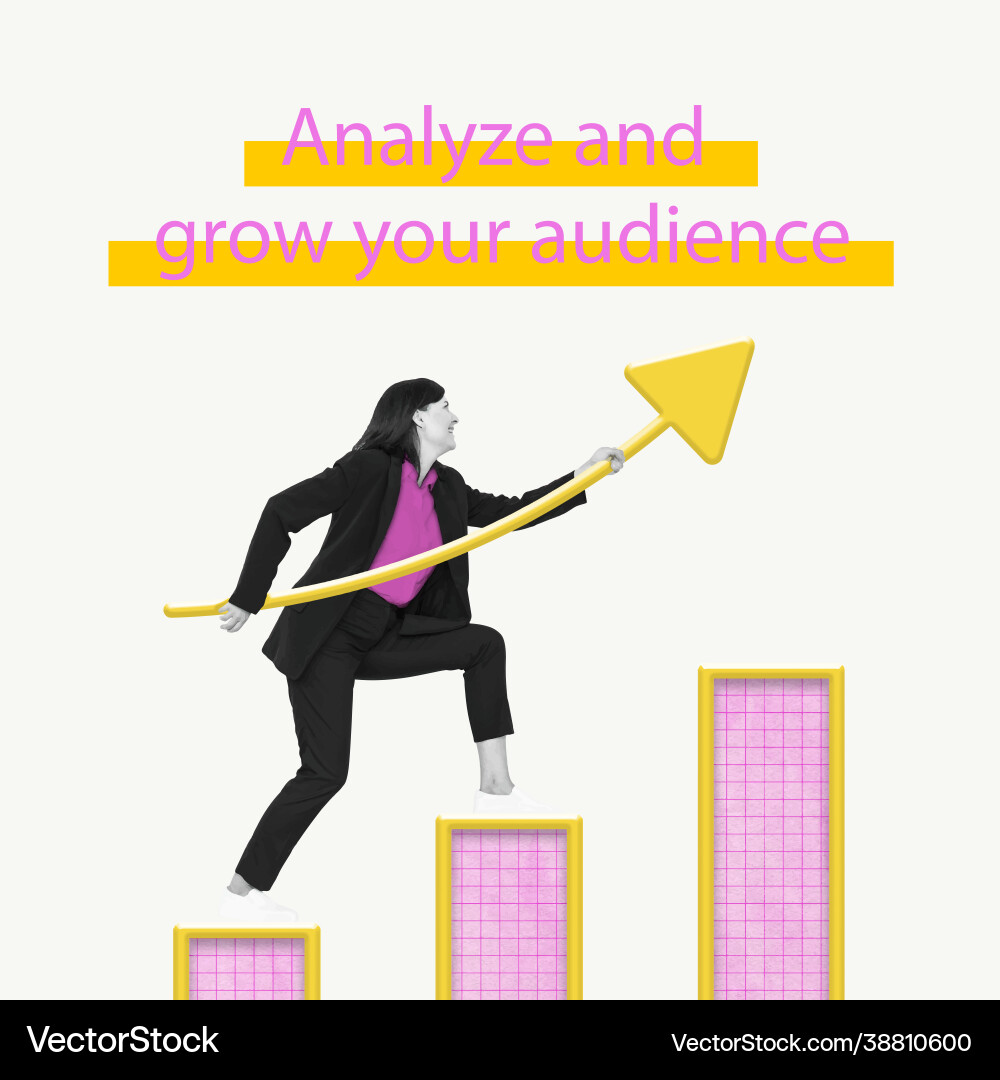 Business audience growth template with bar chart Vector Image