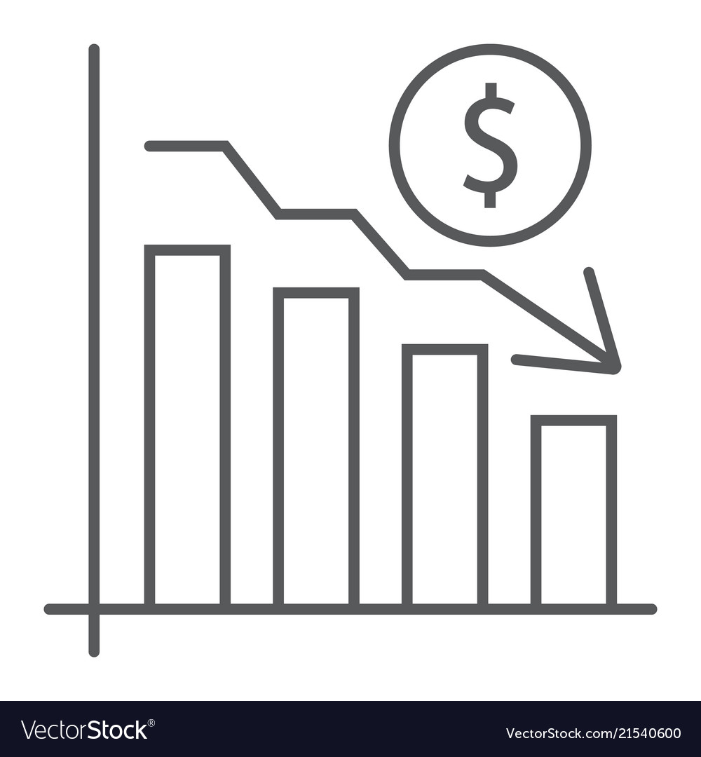 Chart thin line icon finance banking decrease Vector Image