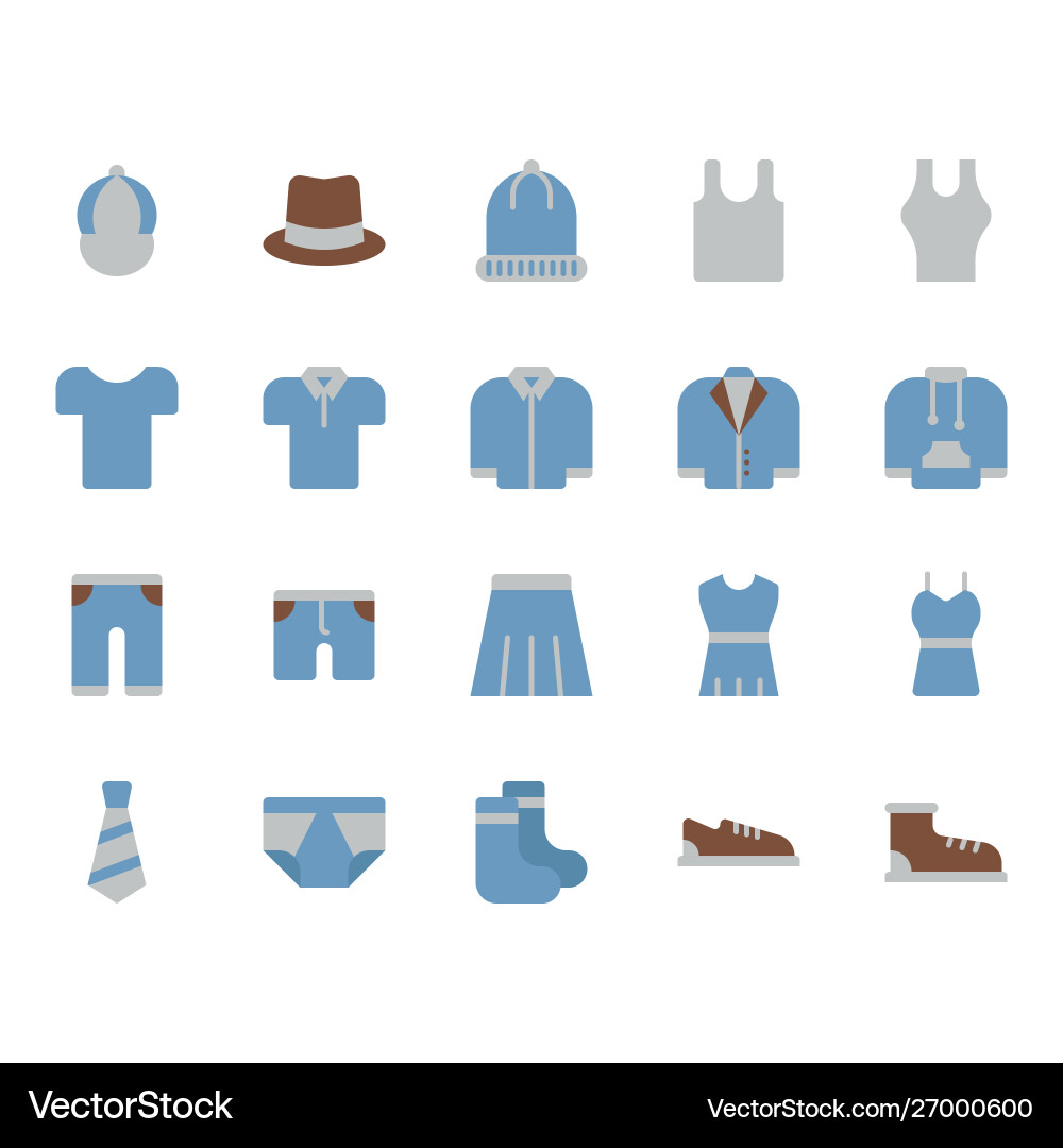Clothes and accessories related icon set Vector Image