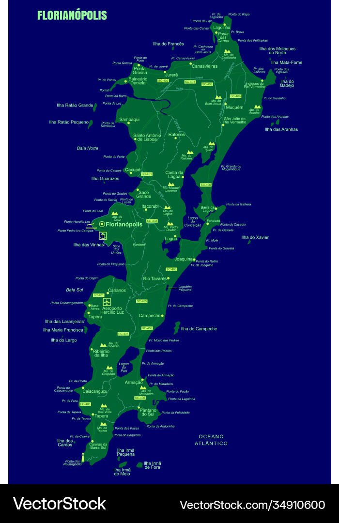 Colorful florianopolis island map brazil Vector Image