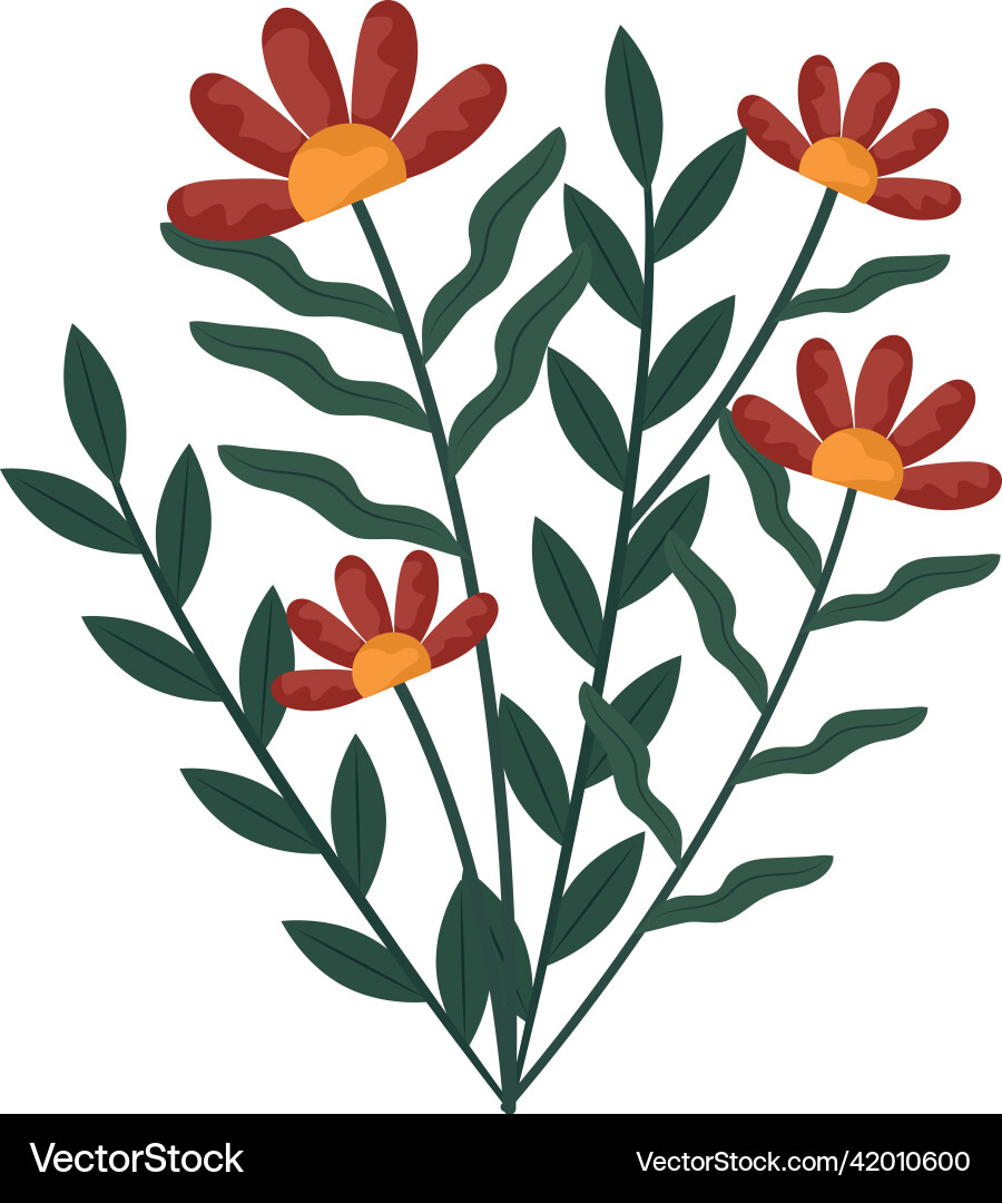 Crimson flowers bouquet Royalty Free Vector Image