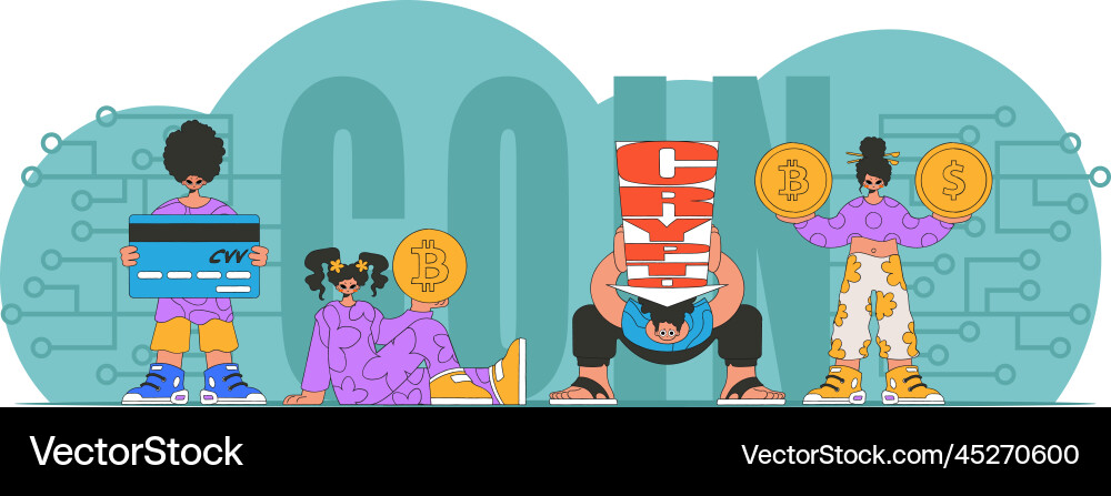 Digital money management concept people interact Vector Image