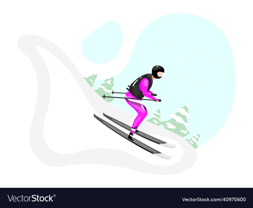 Downhill skiing flat extreme winter sports Vector Image