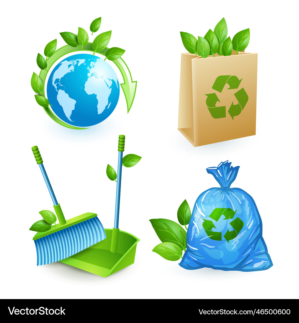 Ecology and waste icons set Royalty Free Vector Image