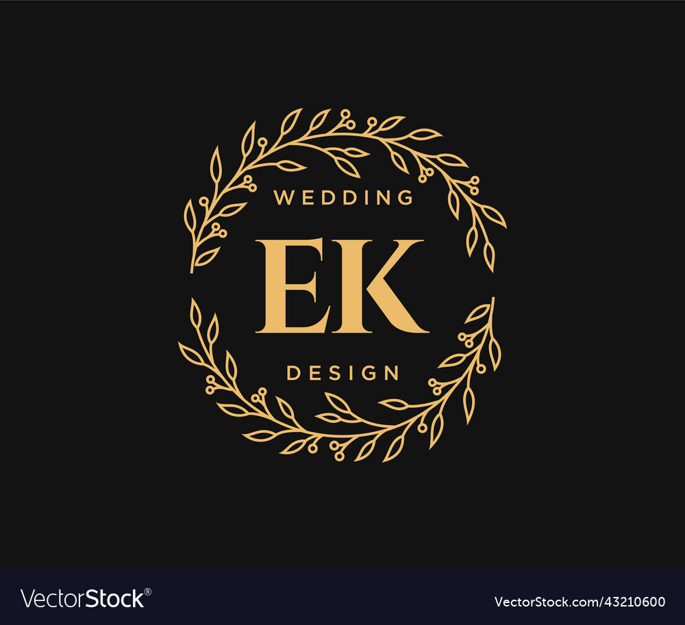 Ek initials letter wedding monogram logos Vector Image